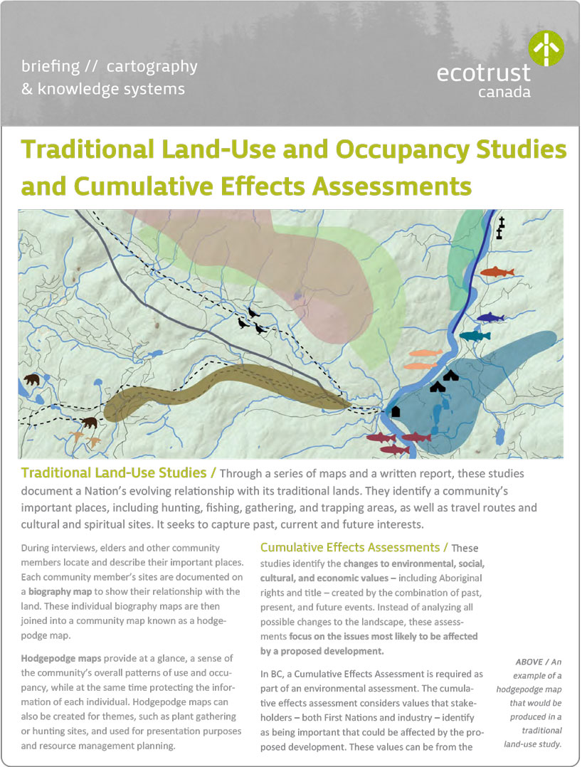 Traditional land-use and occupancy studies and cumulative effects ...